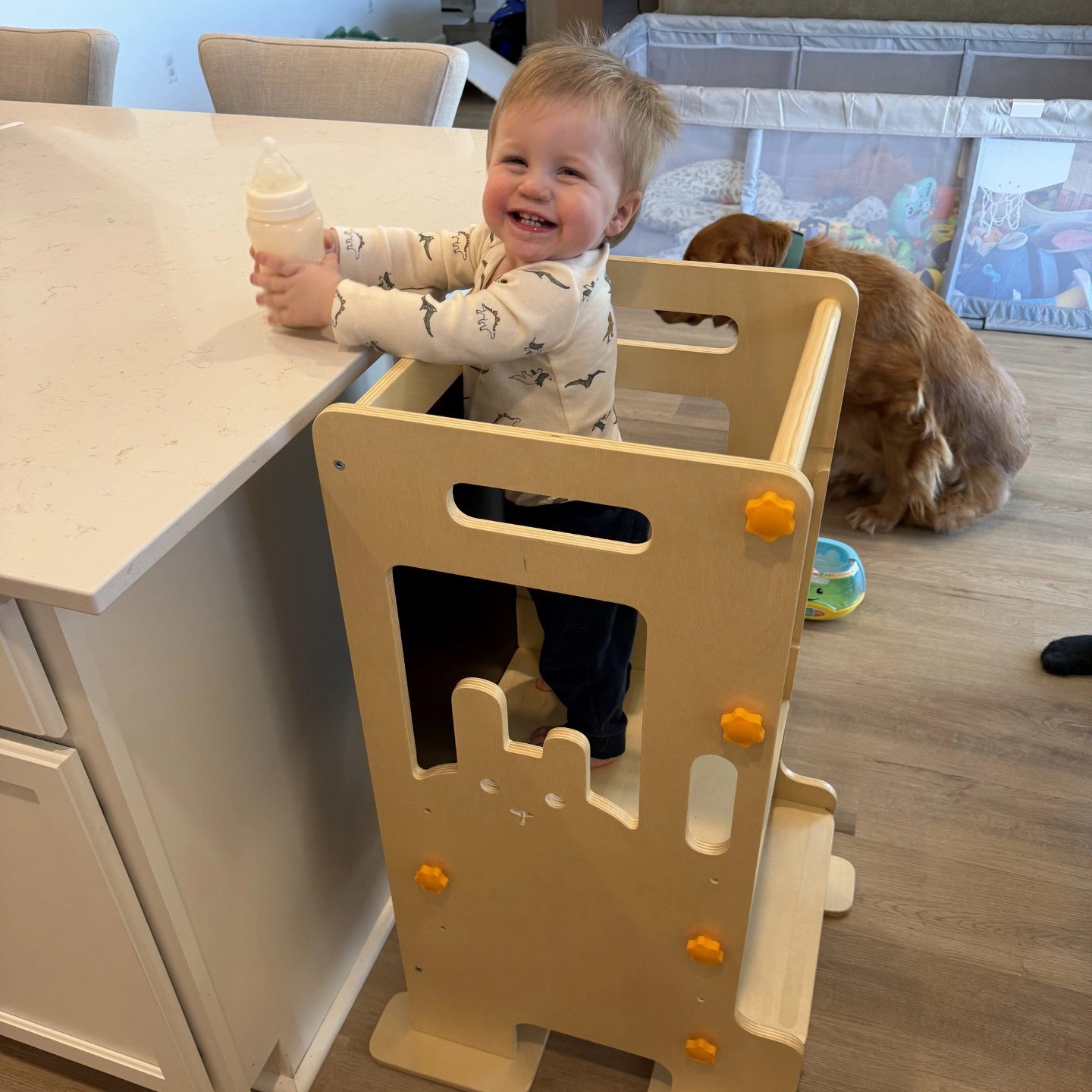 Hicooo Rabbit Toddler Tower | Wooden Montessori Kitchen Step Stool